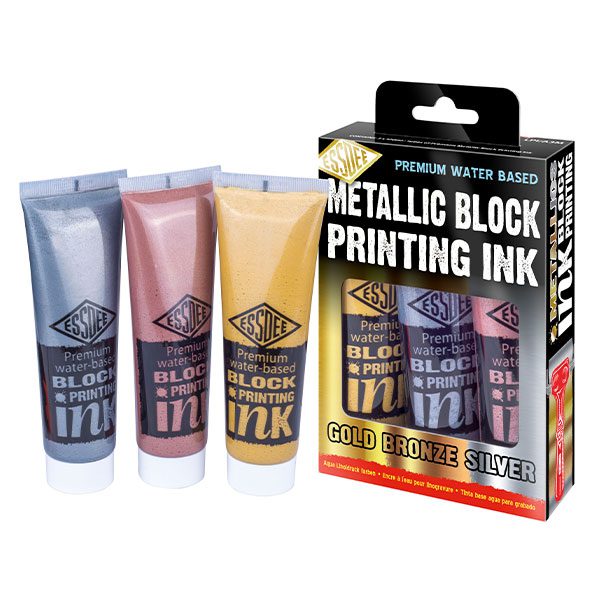 Metallic Block Printing Ink Set (Pack of 3 x 100ml) - Essdee Art & Craft